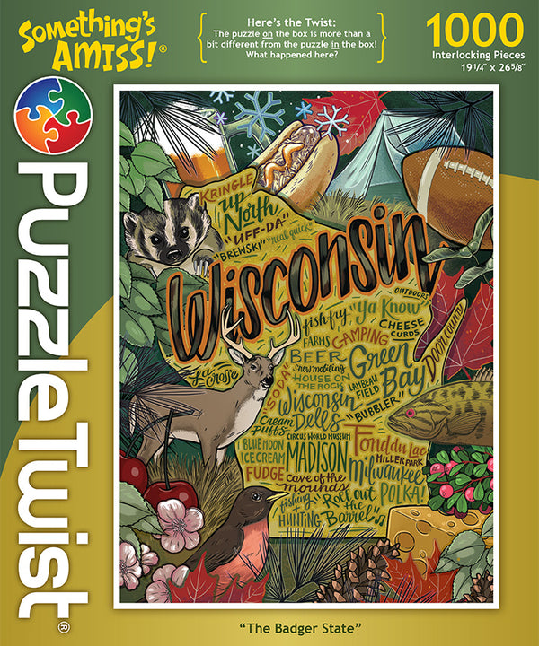 The Badger State 1000 Piece Puzzle Twist Jigsaw Puzzle - Quick Ship